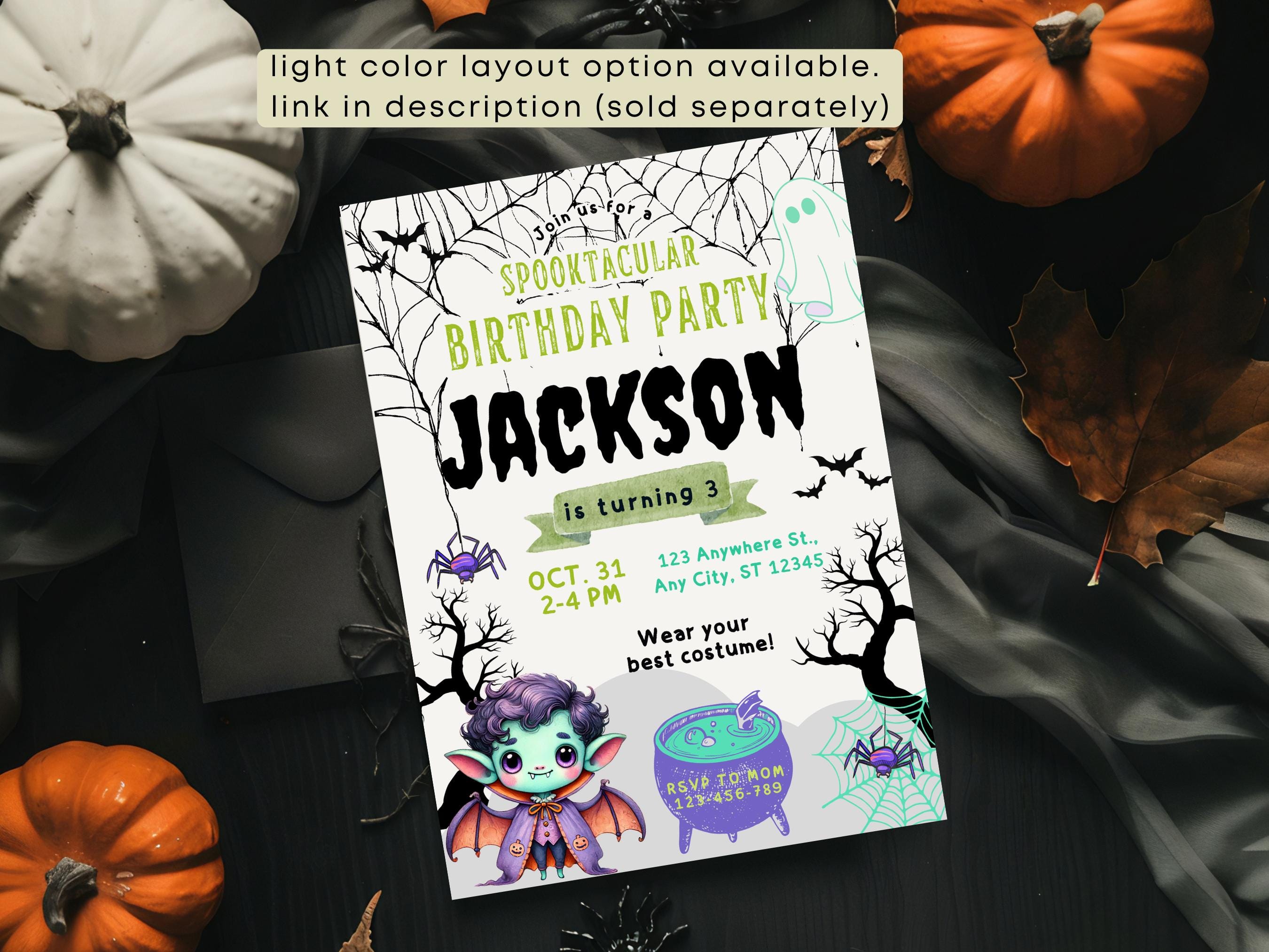 Editable Halloween Party Invitation, Halloween Birthday Invitation Kids ...
