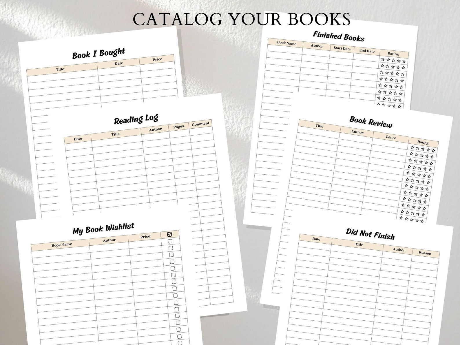 Printable Book Review, Book Tracker, Reading Journal Digital Book ...