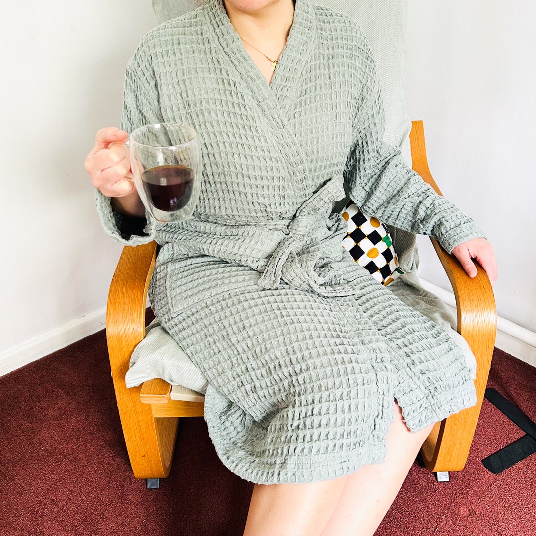 Bamboo Beach Robe Waffle Stylish Minimalist Bathrobe Trendy Home Gift ...