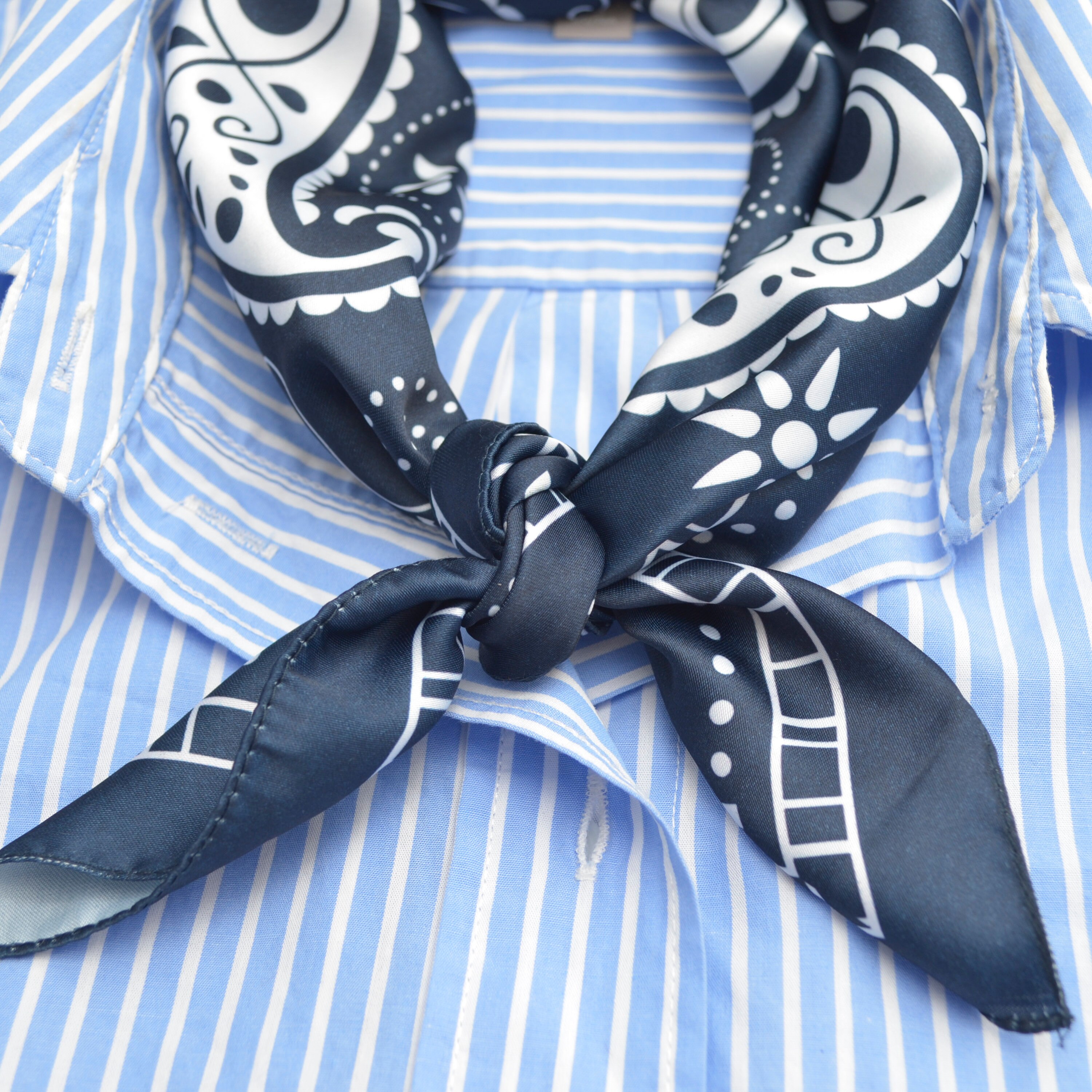 Silky Neck Scarf Navy Paisley Bandana Satin Scarf Hair Headband Square ...