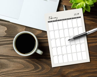 Printable Calendar 2024 | Monthly Planner | A4, A3 | Portrait and ...