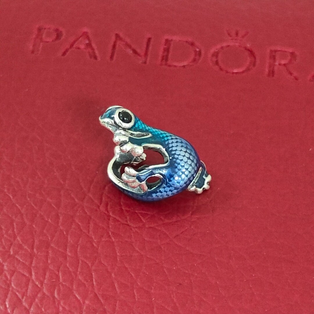 Pandora Metallic Blue Gecko Charm Pendant, 925 Sterling Silver Charm ...