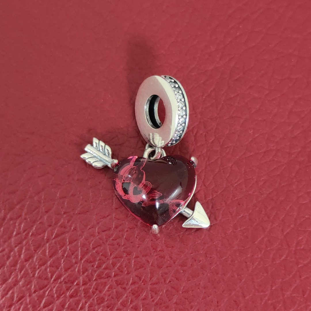Pandora Pandora Red Heart & Arrow Murano Glass Dangle Charm Pendant ...