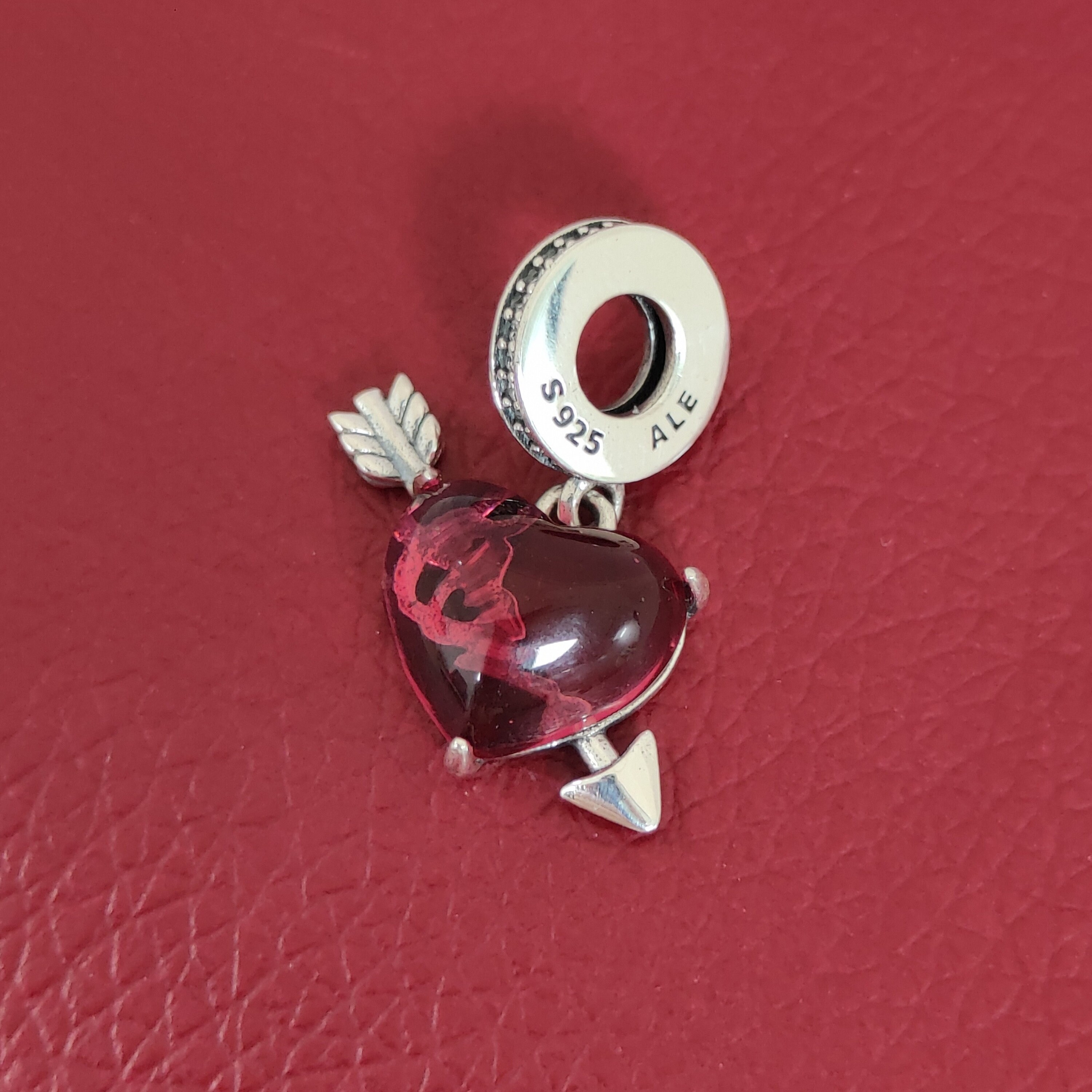 Pandora Pandora Red Heart & Arrow Murano Glass Dangle Charm Pendant ...