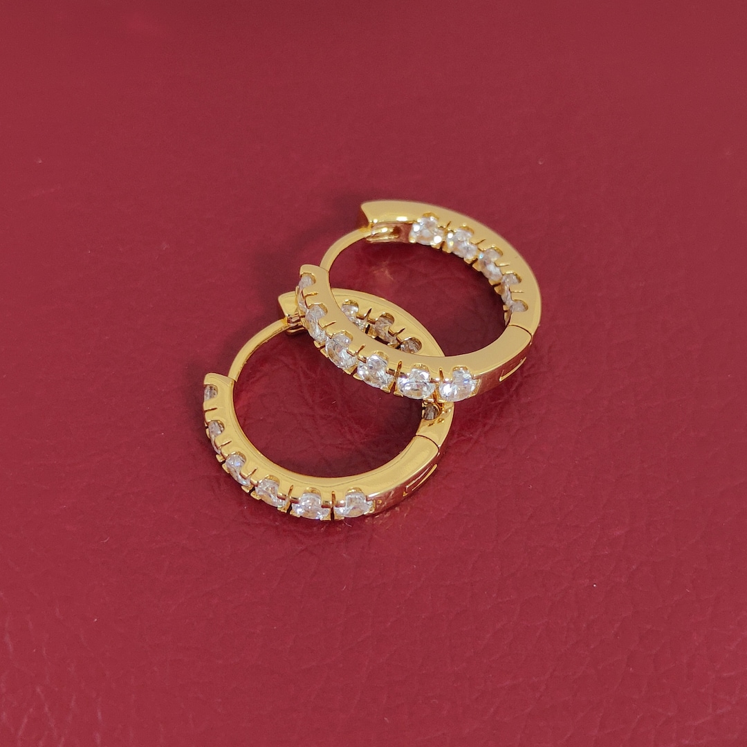 Pandora Sparkling Huggie Gold-plated Hoop Earrings, Hoop Earrings, 925 ...