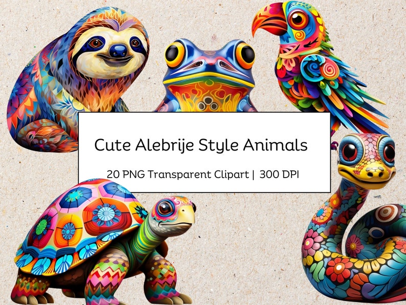 Colorful Alebrije Animal Clipart Bundle - 20 Cute and Vibrant Designs ...
