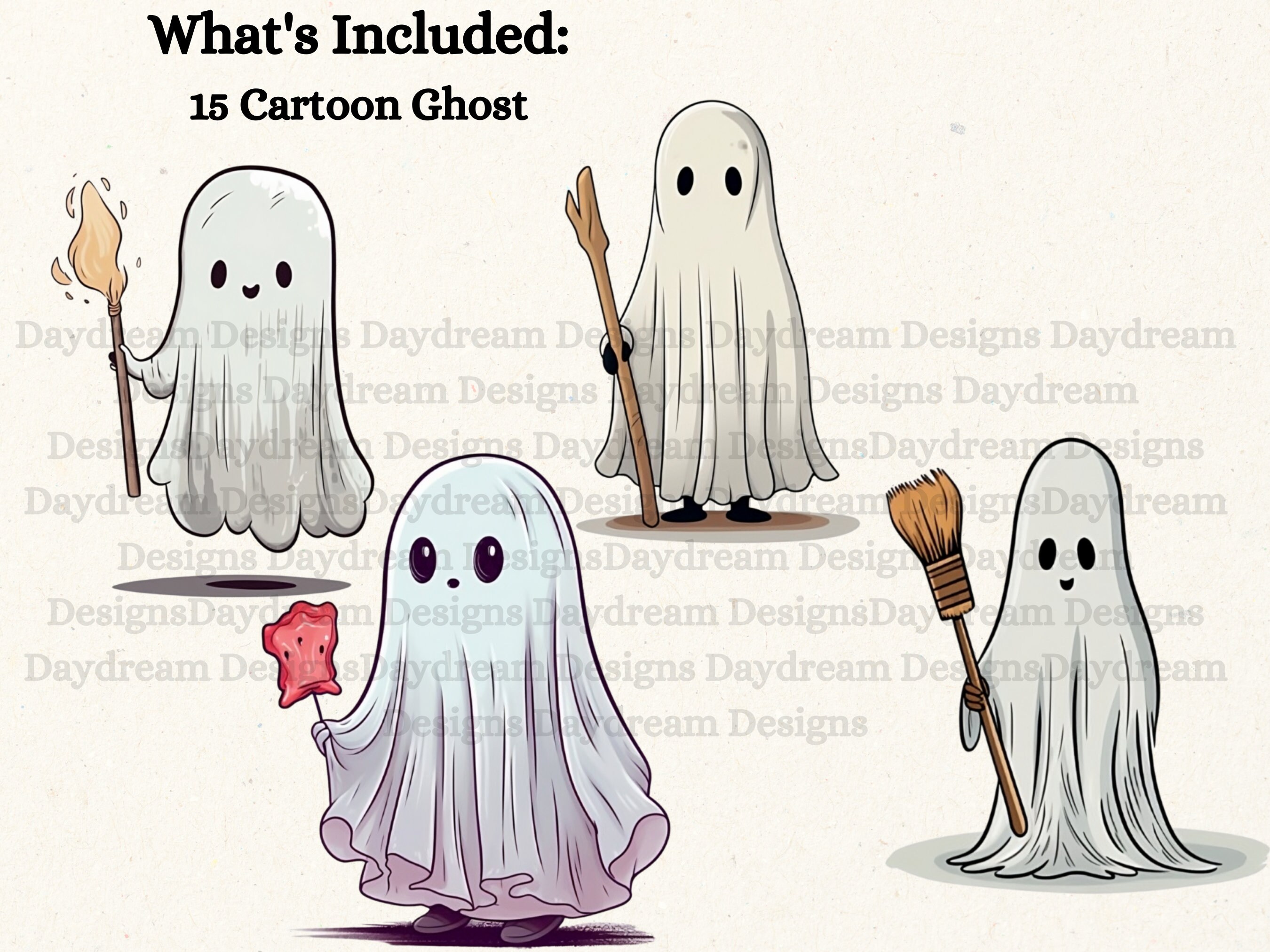 Whimsical Hauntings Vintage Cartoon Ghost Clipart Bundle 15 Etsy