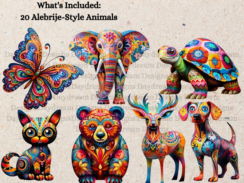 Colorful Alebrije Animal Clipart Bundle - 20 Cute and Vibrant Designs ...