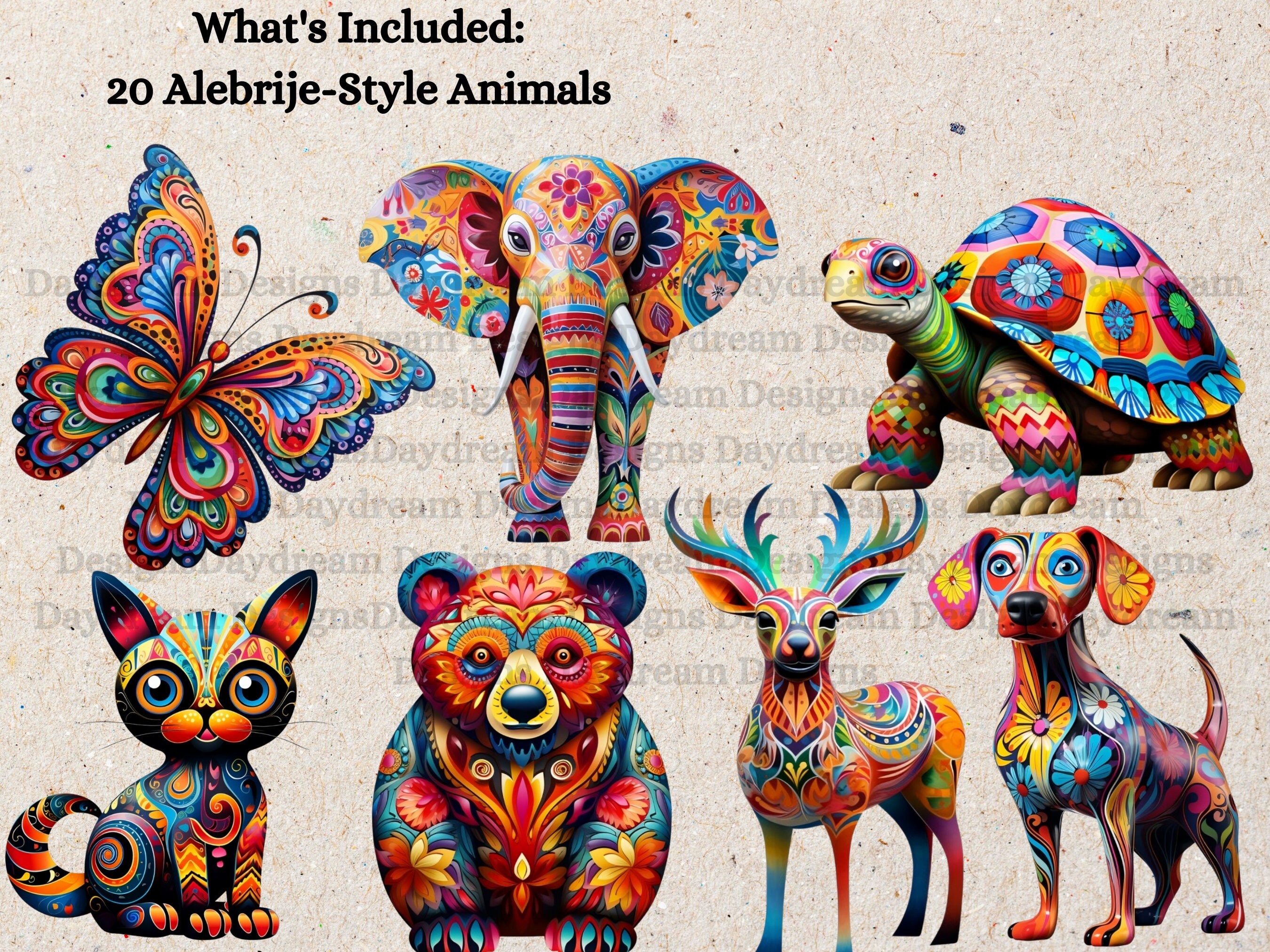 Colorful Alebrije Animal Clipart Bundle - 20 Cute and Vibrant Designs ...