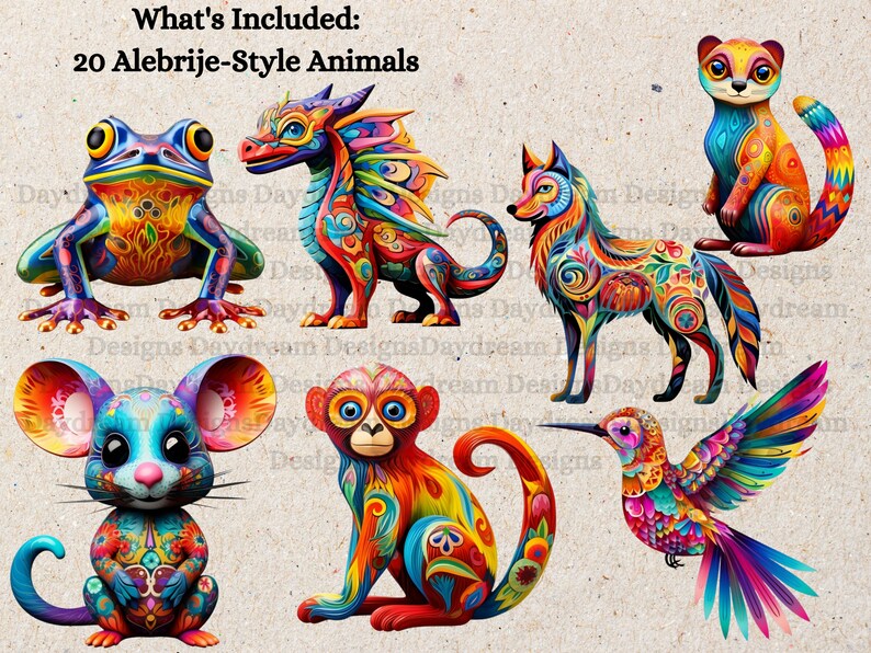 Colorful Alebrije Animal Clipart Bundle - 20 Cute and Vibrant Designs ...