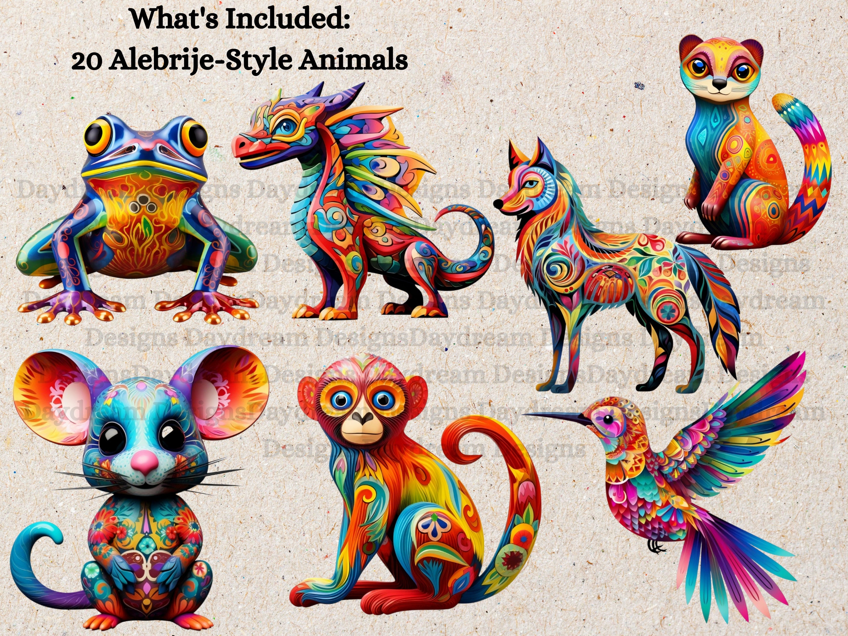 Colorful Alebrije Animal Clipart Bundle - 20 Cute and Vibrant Designs ...