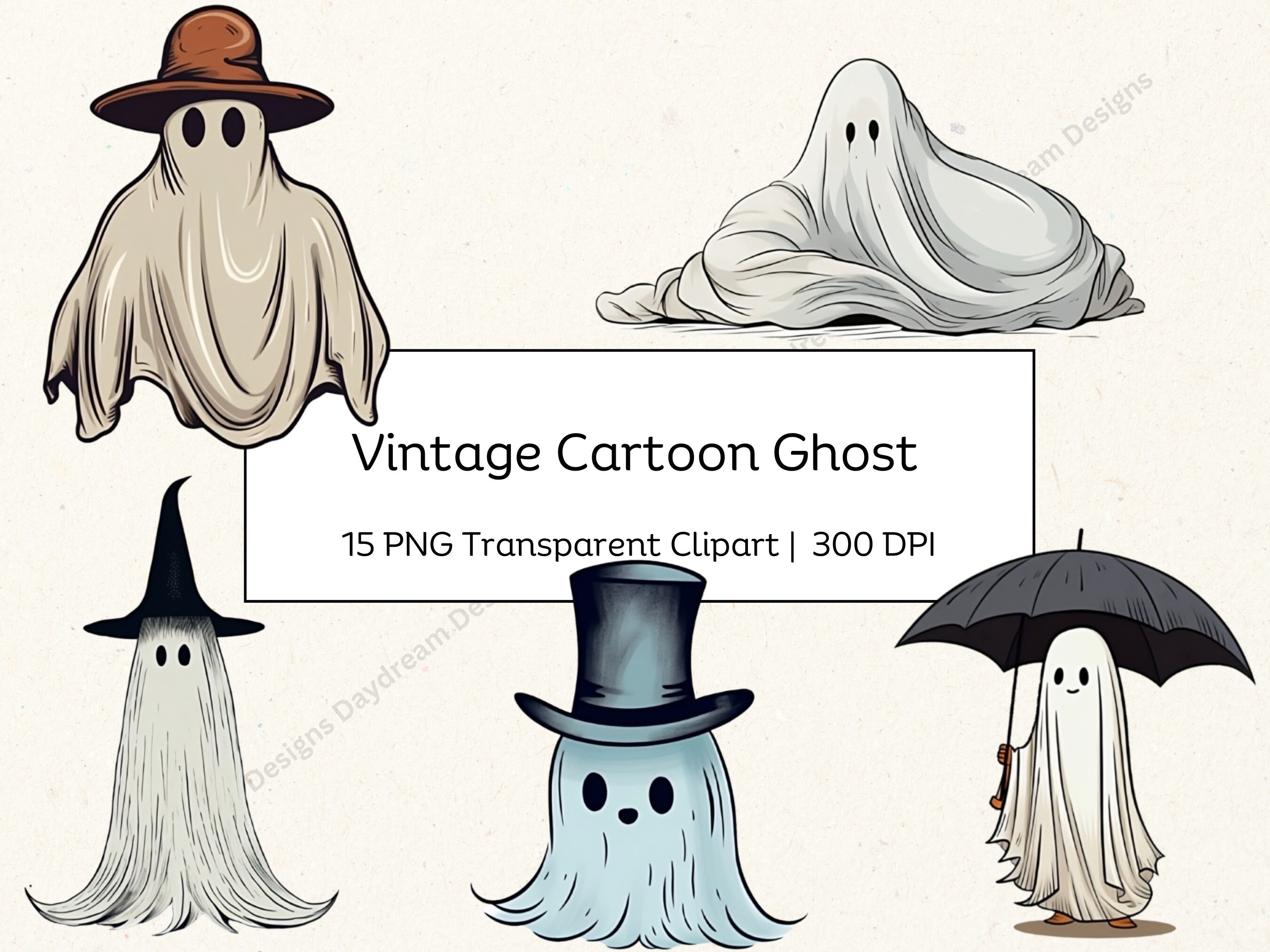 Whimsical Hauntings Vintage Cartoon Ghost Clipart Bundle 15 Etsy