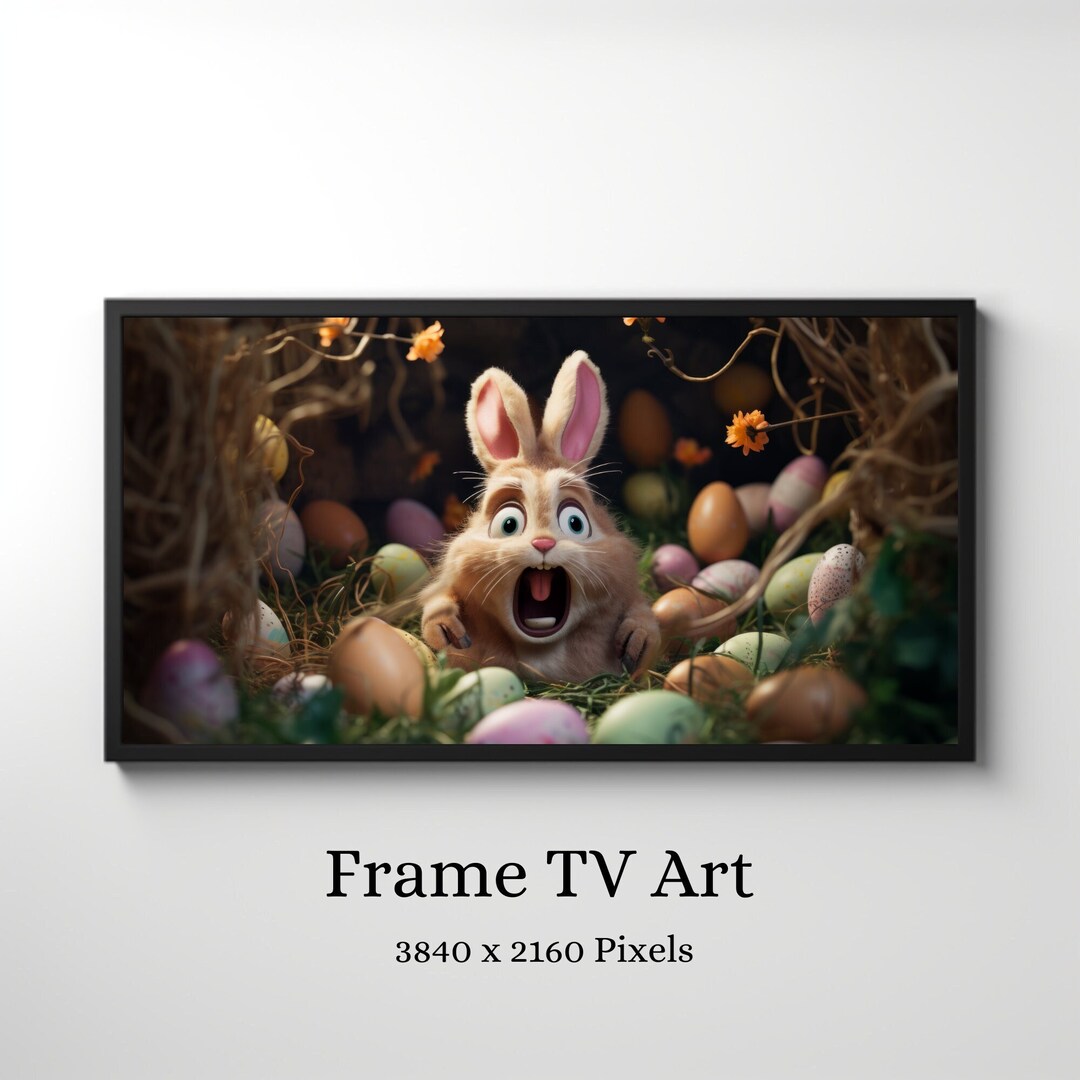 Easter Samsung Frame TV Art Surprised Easter Bunny Frame TV Art Cute ...