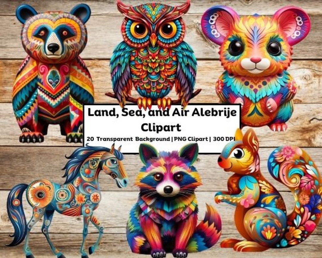 Vibrant Alebrije Animal Clipart Bundle, Colorful Alebrije Style Horse ...