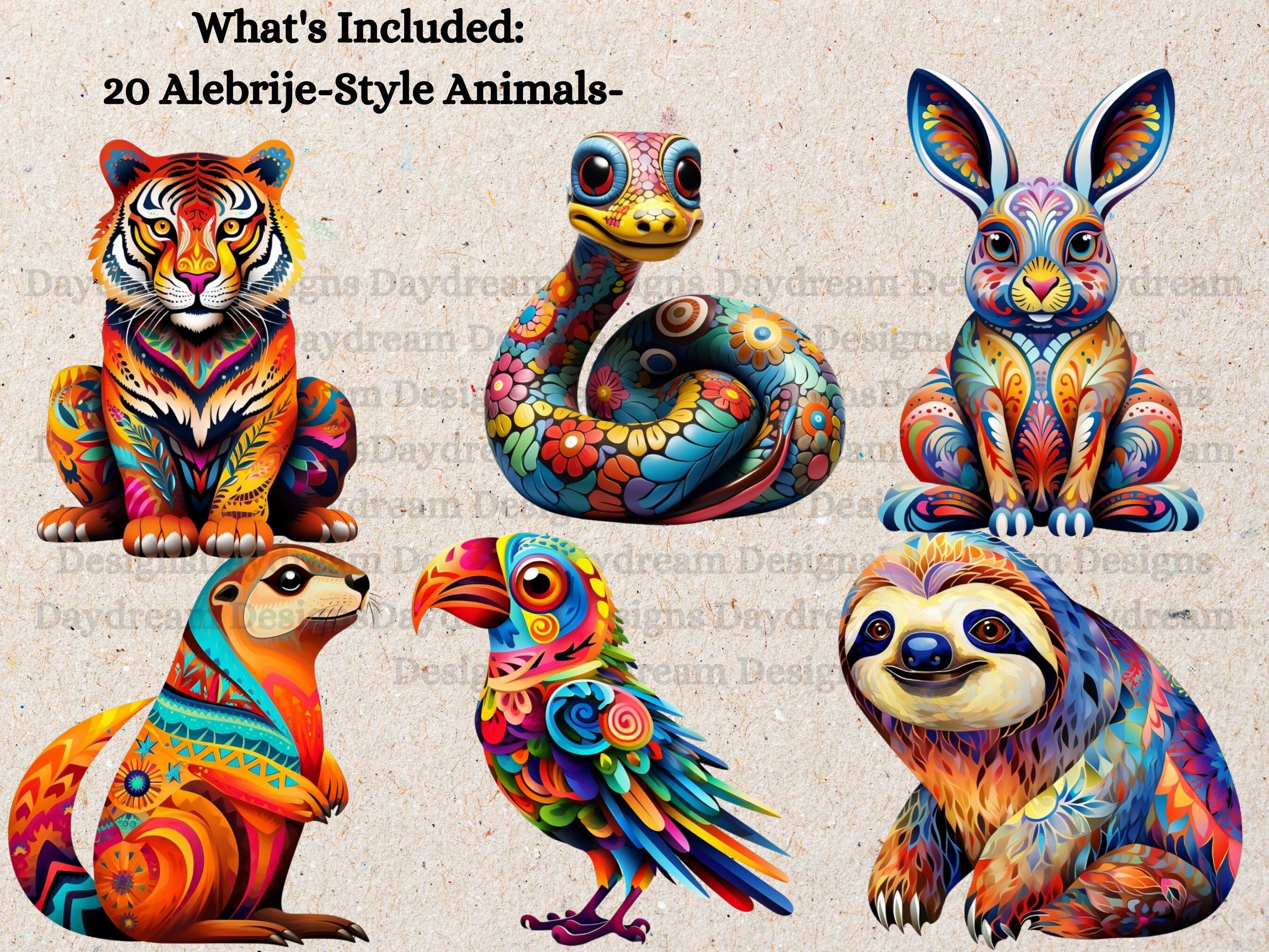 Colorful Alebrije Animal Clipart Bundle - 20 Cute and Vibrant Designs ...