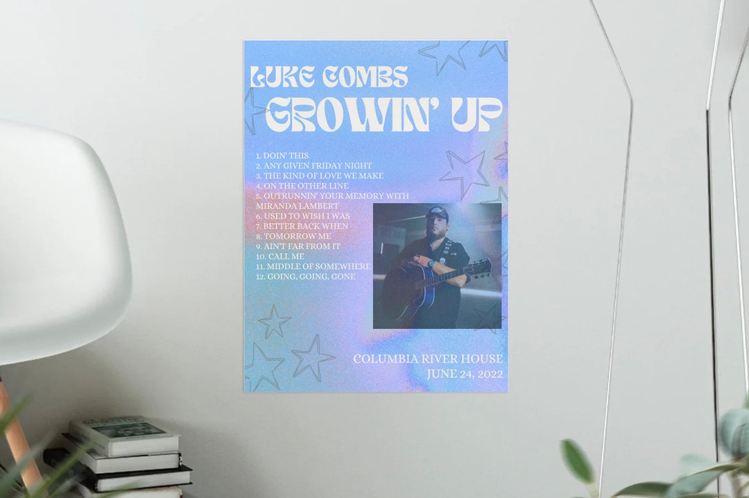 Luke Combs Growin up Retro Song Poster, Art, Gift, Wall Art Posters ...