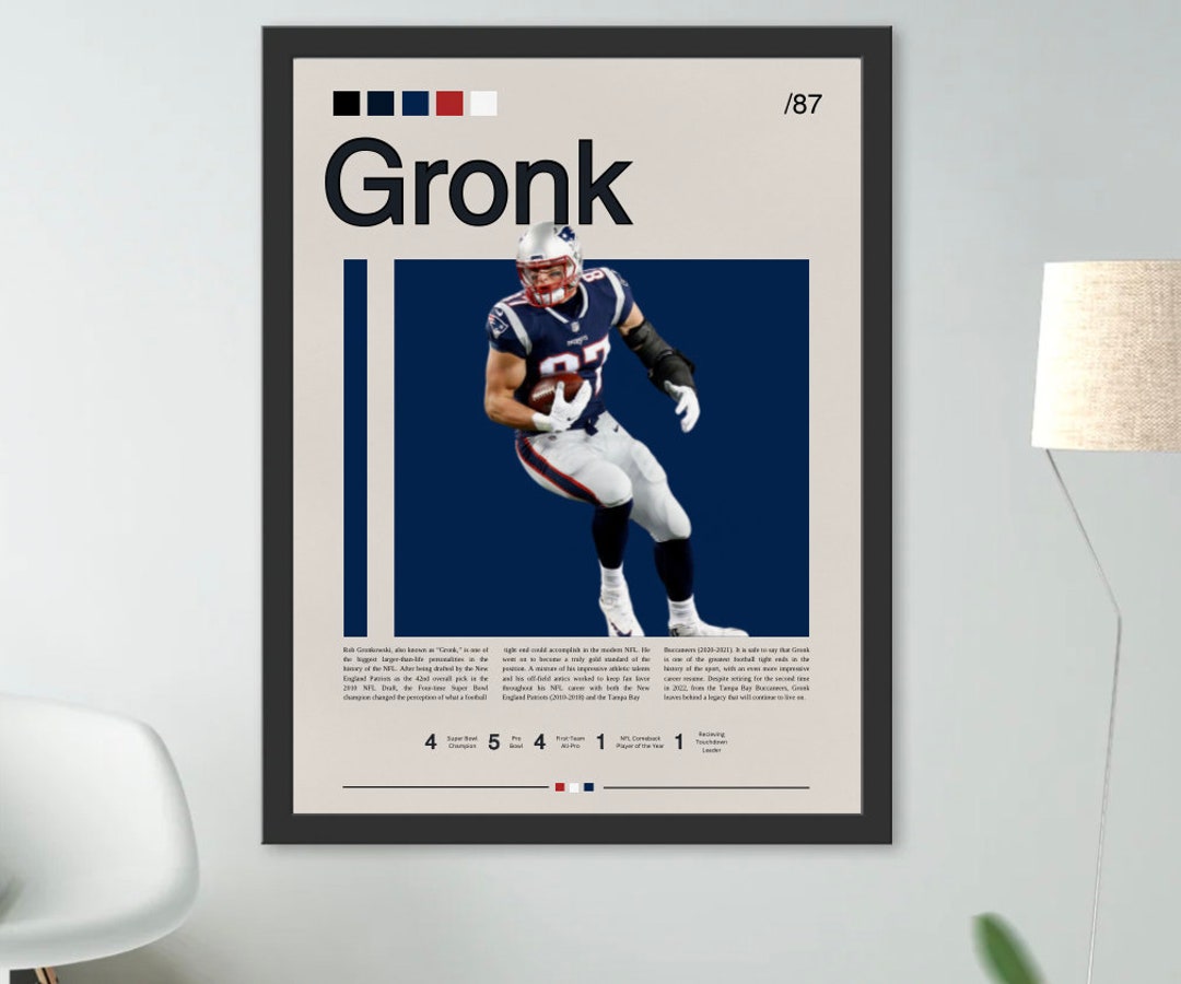 Rob Gronkowski Poster, New England Patriots Print, NFL Print, Modern ...