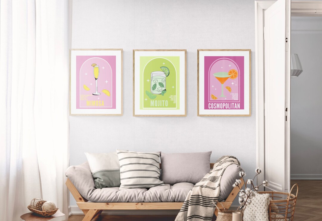 Set of 3 Bar Decorative Posters, Digital Download, Art, Gift, Wall Art ...