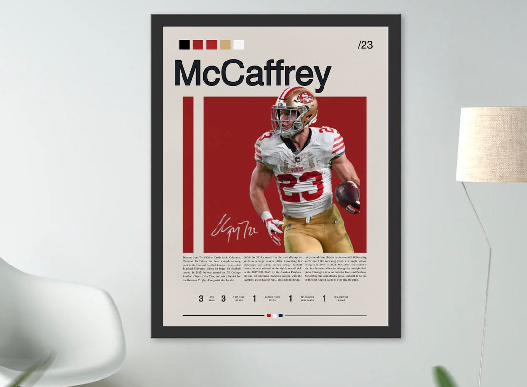 Christian Mccaffrey Poster, San Fransisco 49ers Print, NFL Print, Mid ...