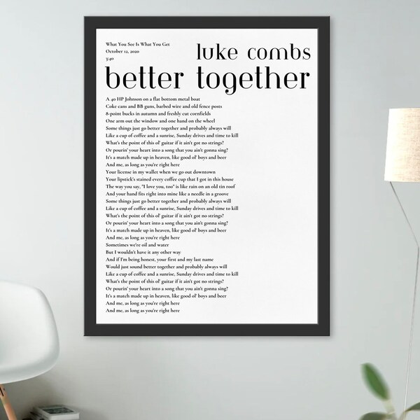 Luke Combs Better Together - Etsy