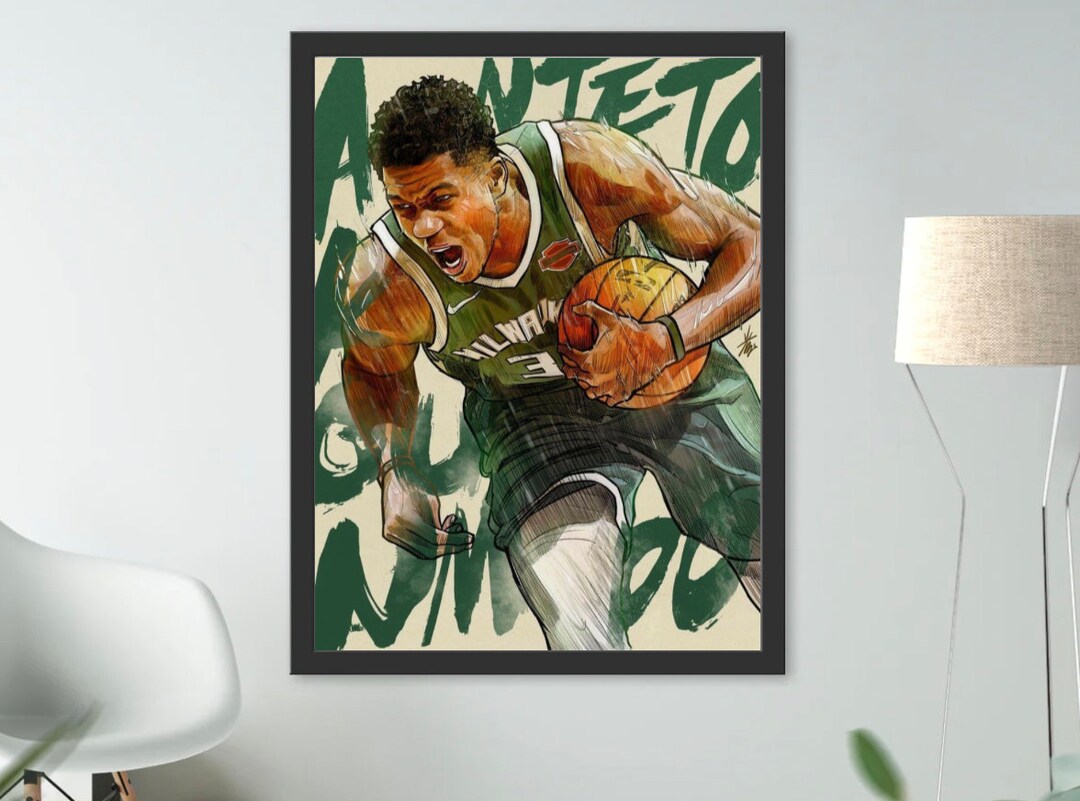 Giannis Antetokounmpo Poster, Milwaukee Bucks, NBA Print, NBA Gift ...
