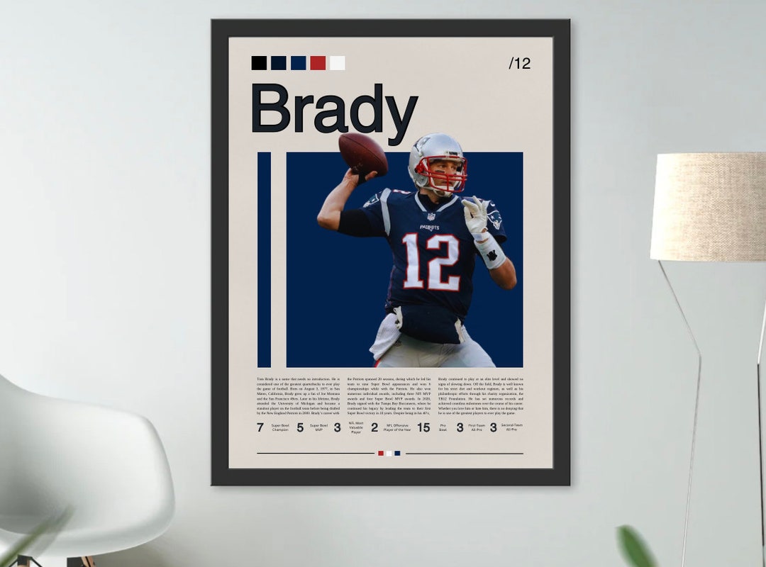 Tom Brady Poster, New England Patriots Print, NFL Print, NFL Gift , Mid ...