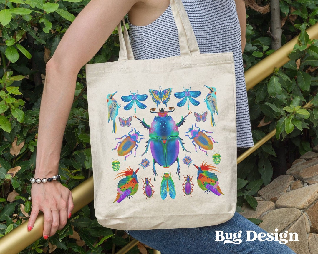 Psychedelic Bug Tote, Psychedelic Butterfly Tote, Insect Lover Tote ...