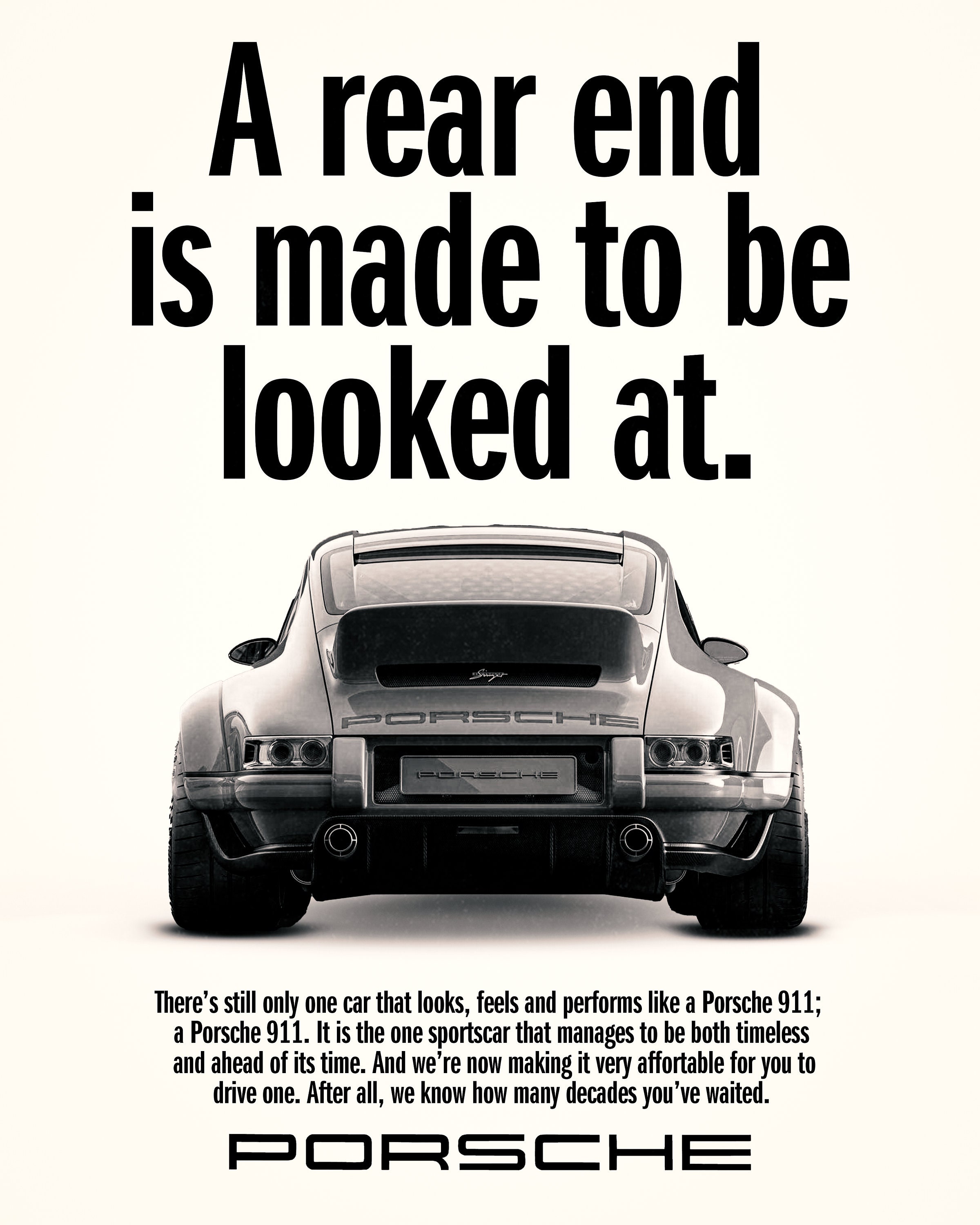 Porsche Poster, Rear End Poster, Funny, Vintage Car, Vintage Poster ...