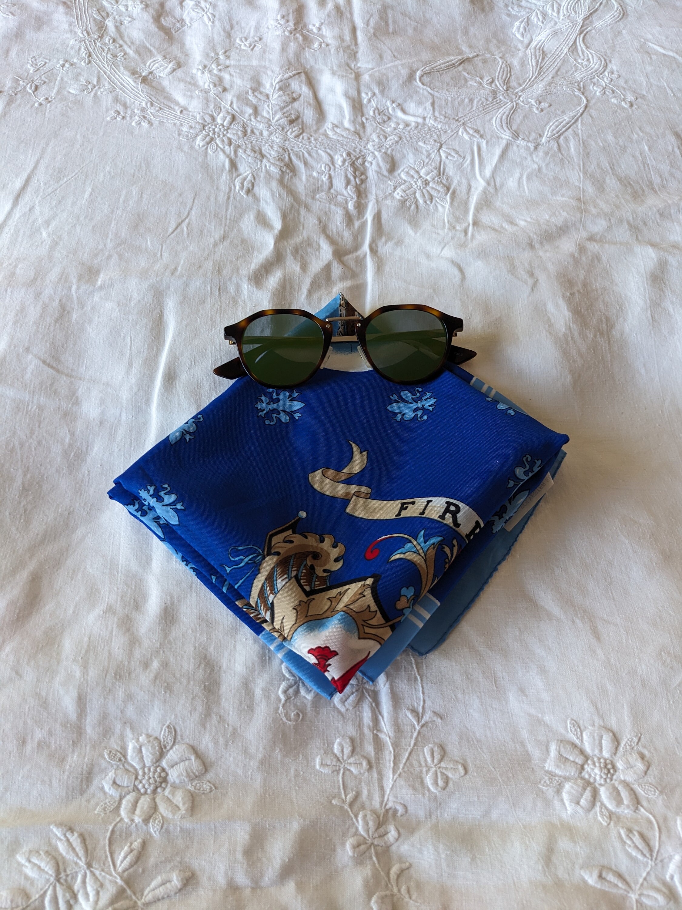 Vintage 1990s Florence Motif Blue Polyester Scarf Made in Italy - Etsy