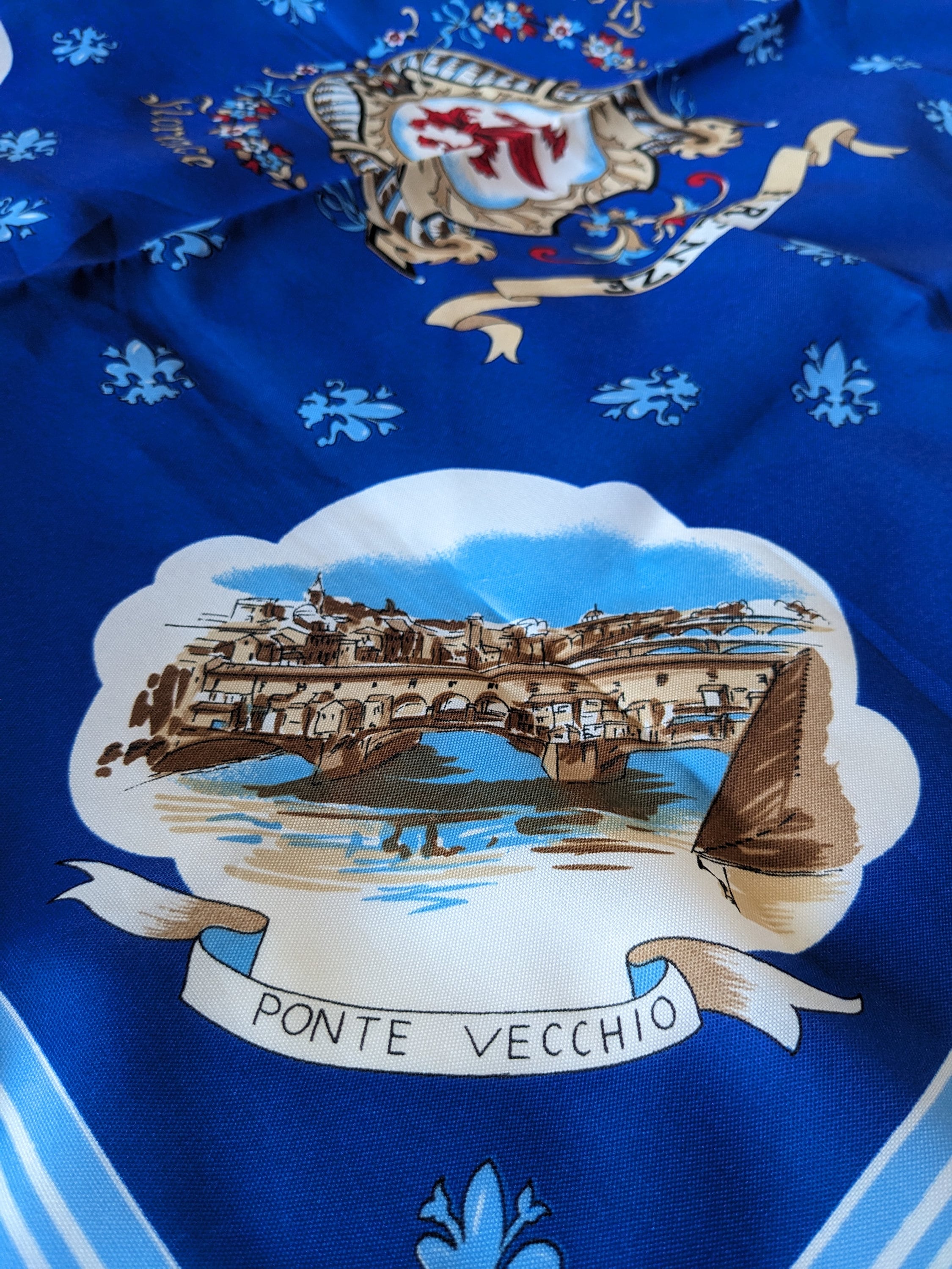 Vintage 1990s Florence Motif Blue Polyester Scarf Made in Italy - Etsy