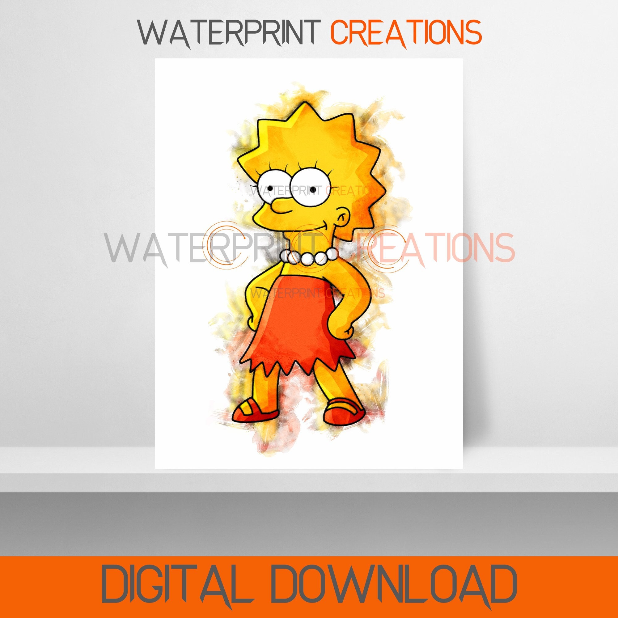 Simpsons Digital Prints Lisa Simpson Poster, Simpsons Watercolour Wall ...