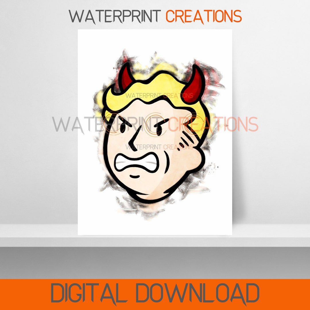 Fallout Watercolour Vault Boy Digital Wall Art Poster, Printable ...