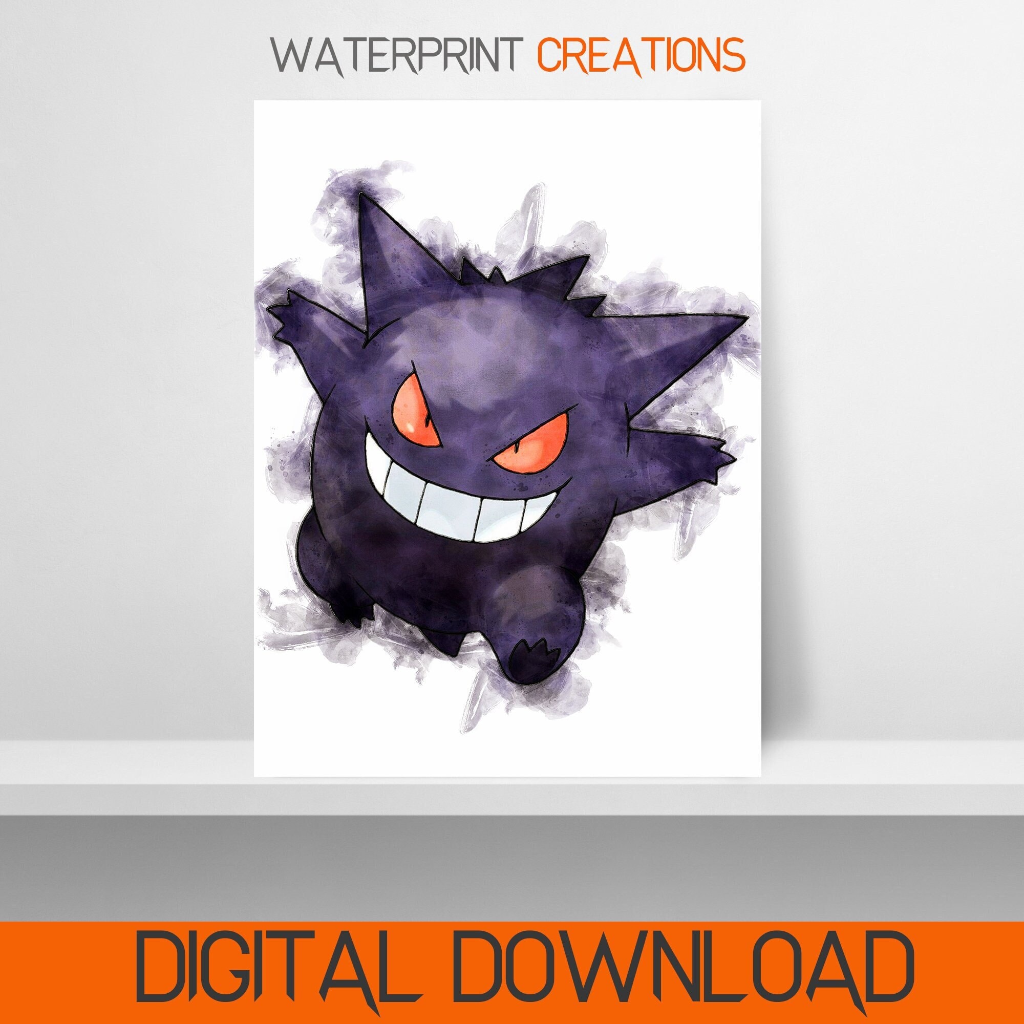 Pokemon Digital Prints Gengar Poster Pokemon Watercolour Wall - Etsy