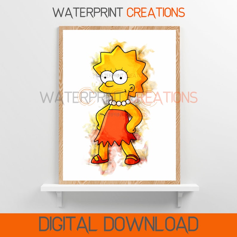 Simpsons Digital Prints Lisa Simpson Poster, Simpsons Watercolour Wall ...