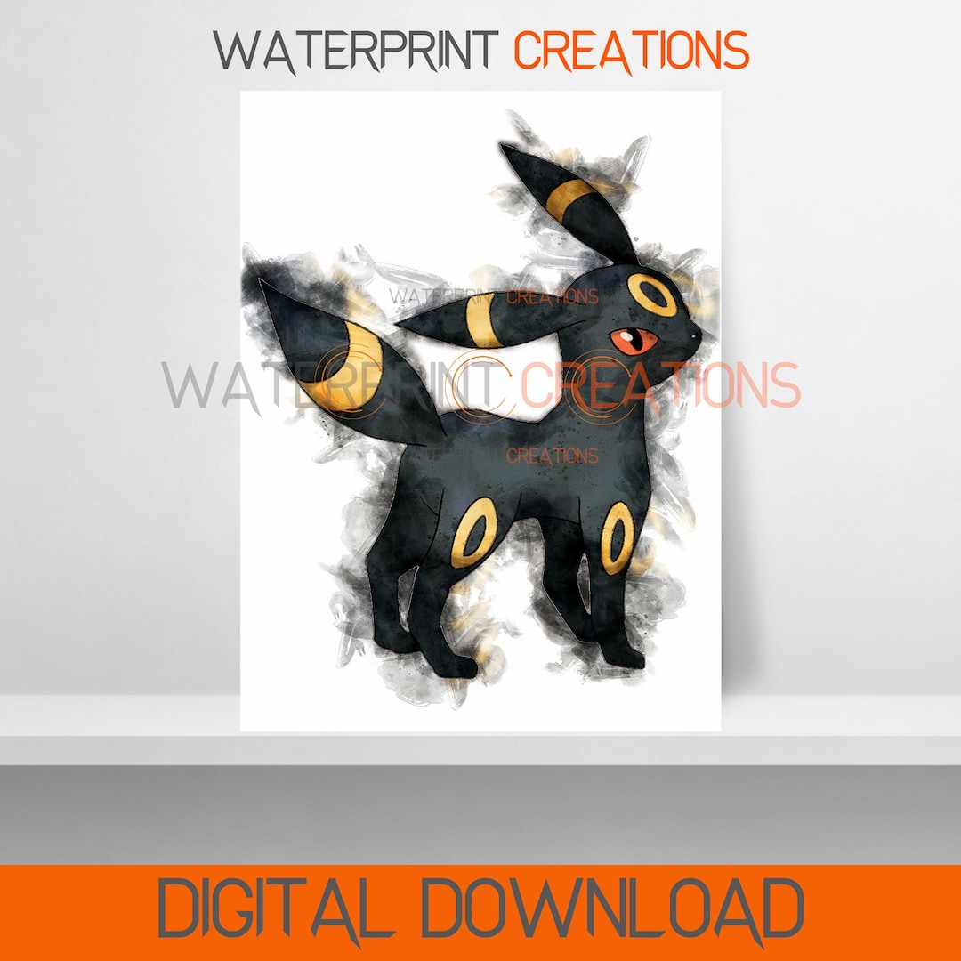 Pokemon Digital Prints Umbreon Poster, Pokemon Watercolour Wall Art ...