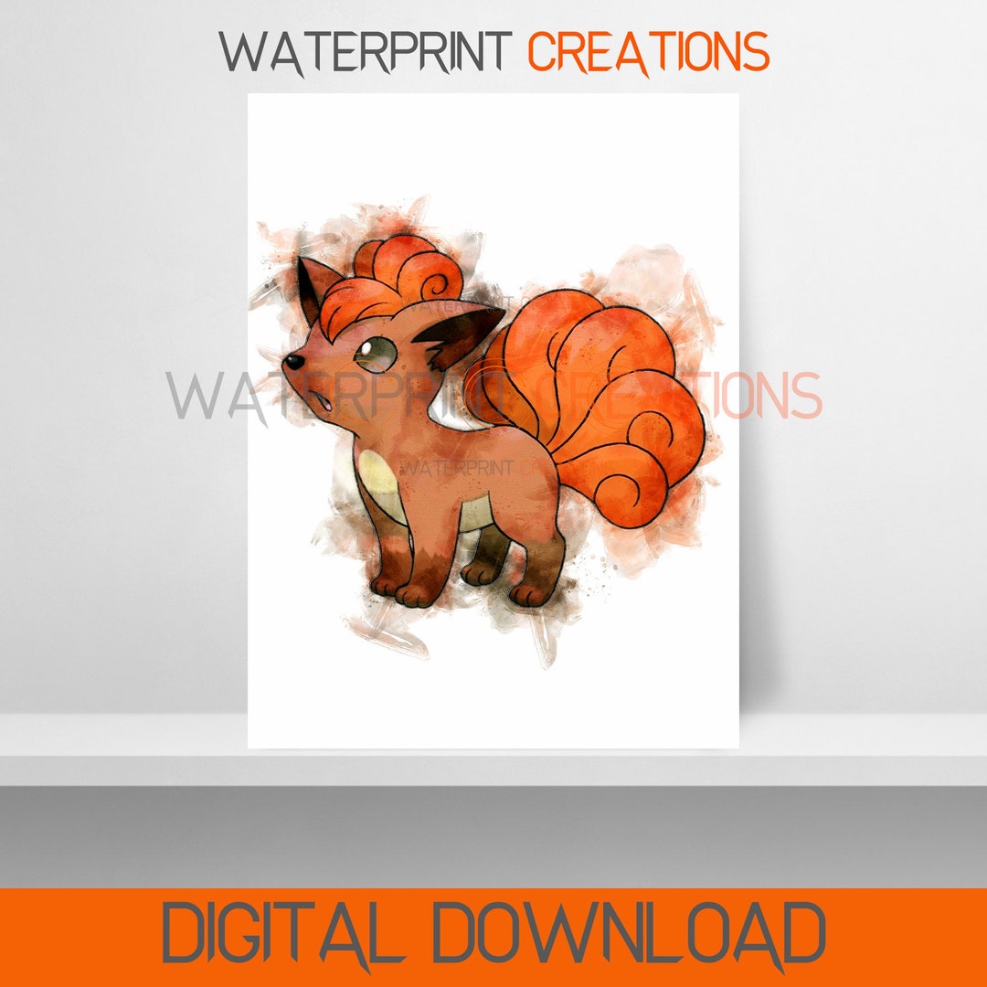 Pokemon Digital Prints Vulpix Poster, Pokemon Watercolour Wall Art, Gen ...
