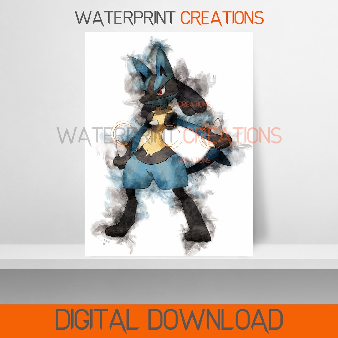 Pokemon Digital Prints Locario Poster Pokemon Watercolour - Etsy