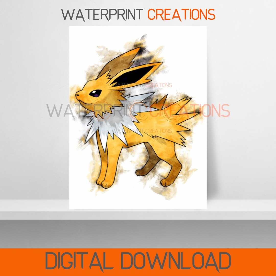 Pokemon Digital Prints Jolteon Poster, Pokemon Watercolour Wall Art ...