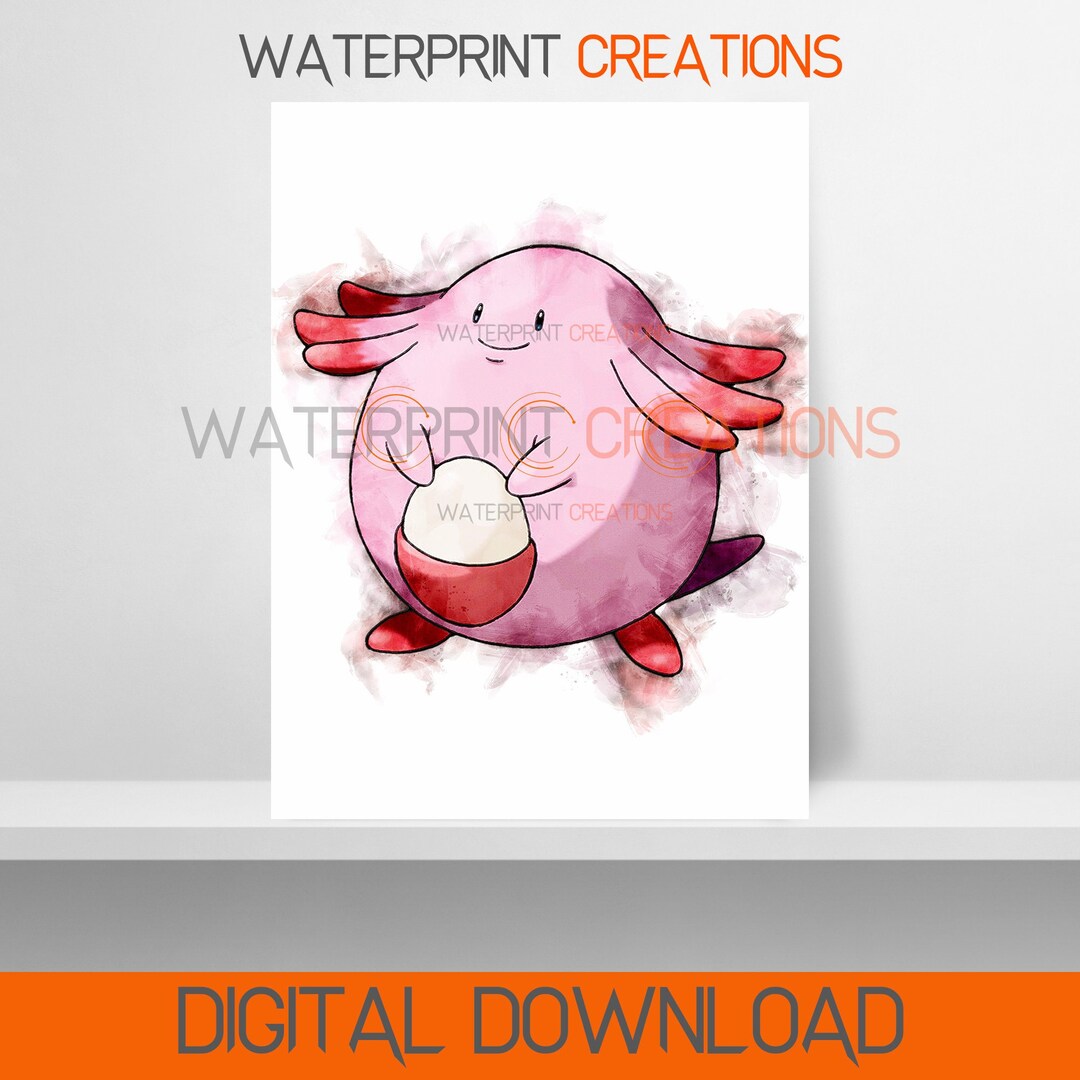 Pokemon Digital Prints Chansey Poster, Pokemon Watercolour Wall Art ...