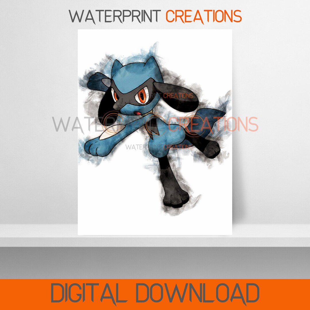 Pokemon Digital Prints Riolu Poster Pokemon Watercolour Wall - Etsy