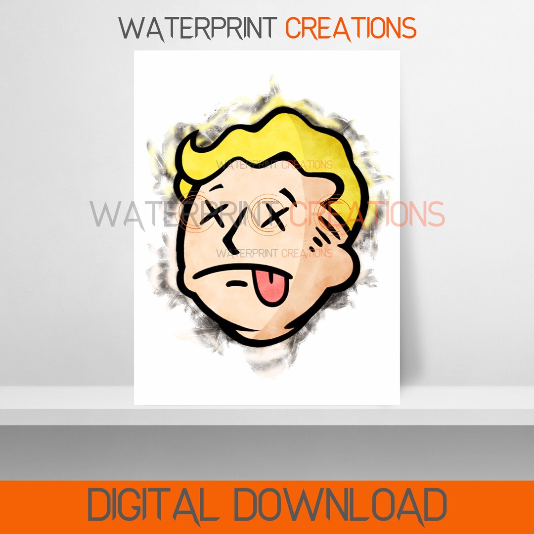 Fallout Watercolour Vault Boy Digital Wall Art Poster, Printable ...