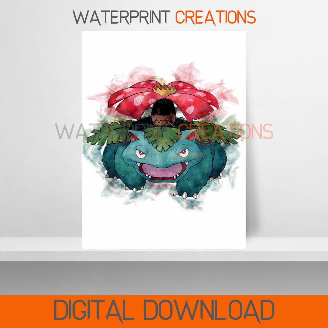 Pokemon Digital Prints Venusaur Poster, Pokemon Watercolour Wall Art ...