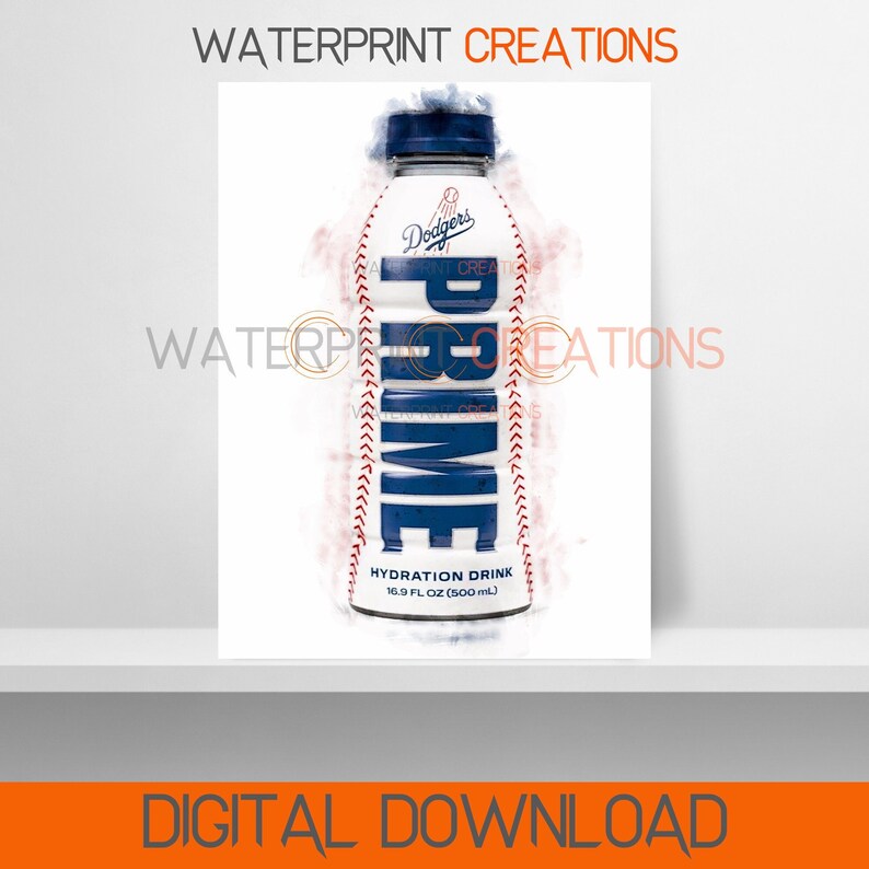 Prime Dodgers Digital Print Watercolour Wall Art KSI Logan Paul Prime ...