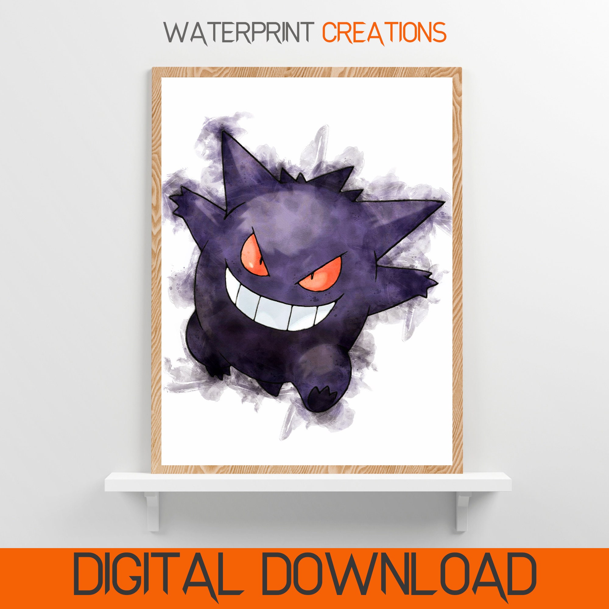 Pokemon Digital Prints Gengar Poster Pokemon Watercolour Wall - Etsy