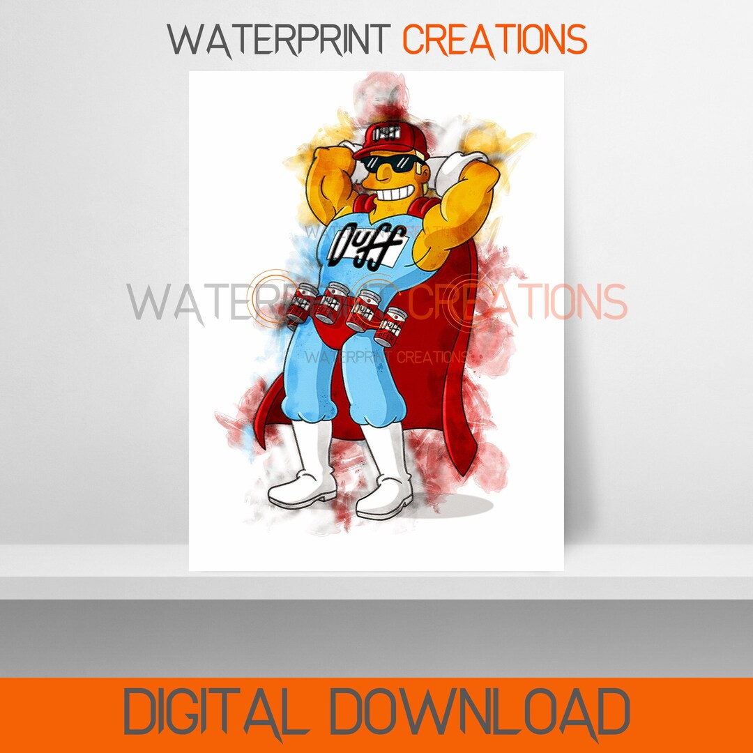 Simpsons Digital Prints Duffman Poster, Simpsons Watercolour Wall Art ...