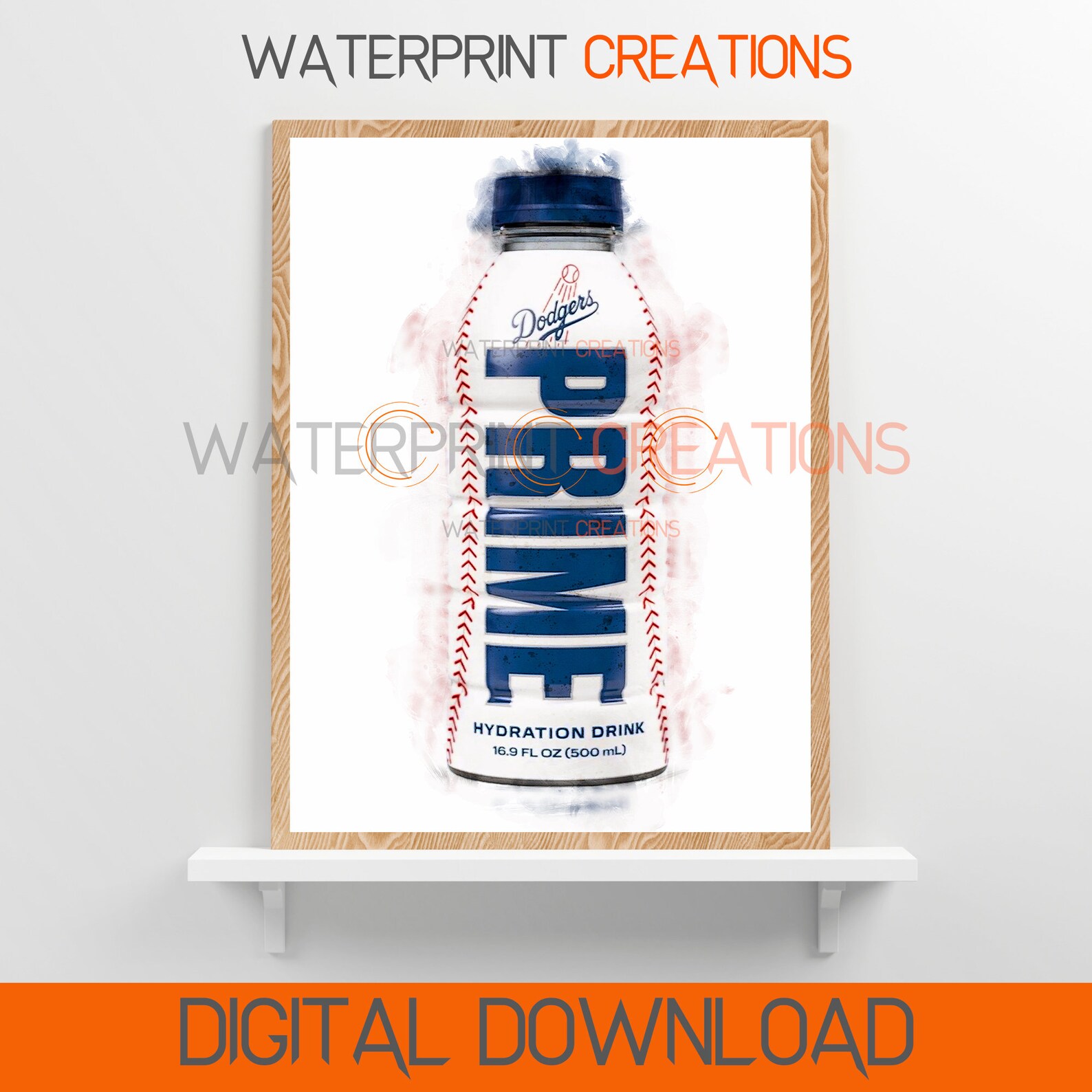 Prime Dodgers Digital Print Watercolour Wall Art KSI Logan Paul Prime ...