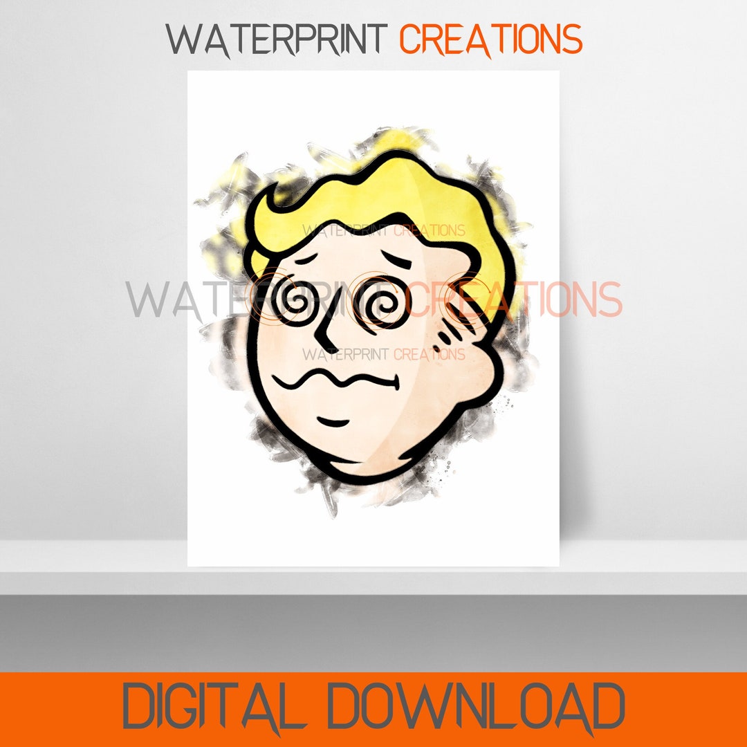 Fallout Watercolour Vault Boy Digital Wall Art Poster, Printable ...