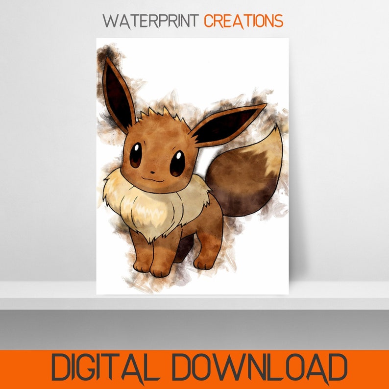 Pokemon Digital Prints Eevee Poster Pokemon Watercolour Wall - Etsy