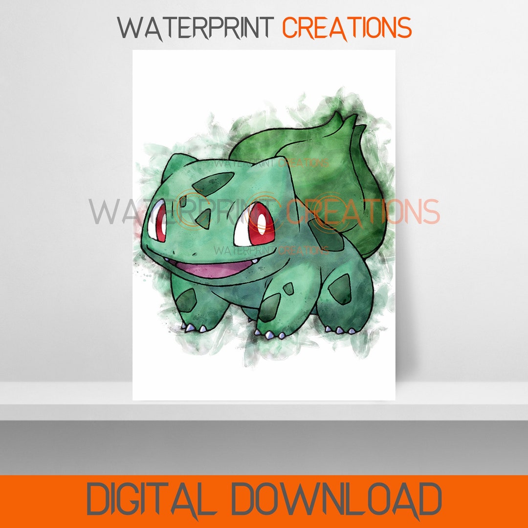 Pokemon Digital Prints Bulbasaur Poster, Pokemon Watercolour Wall Art ...