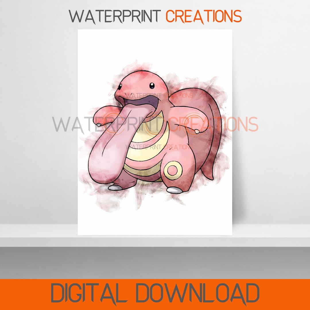 Pokemon Digital Prints Lickitung Poster, Pokemon Watercolour Wall Art ...